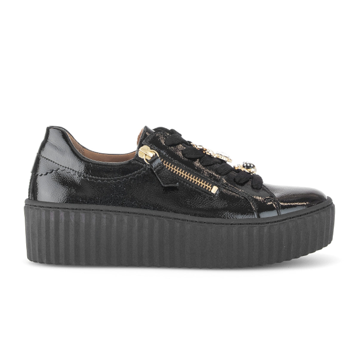 Gabor 201 Double Zip Platform Sneaker (Women) - Full Lack/Schwarz/Gold ...