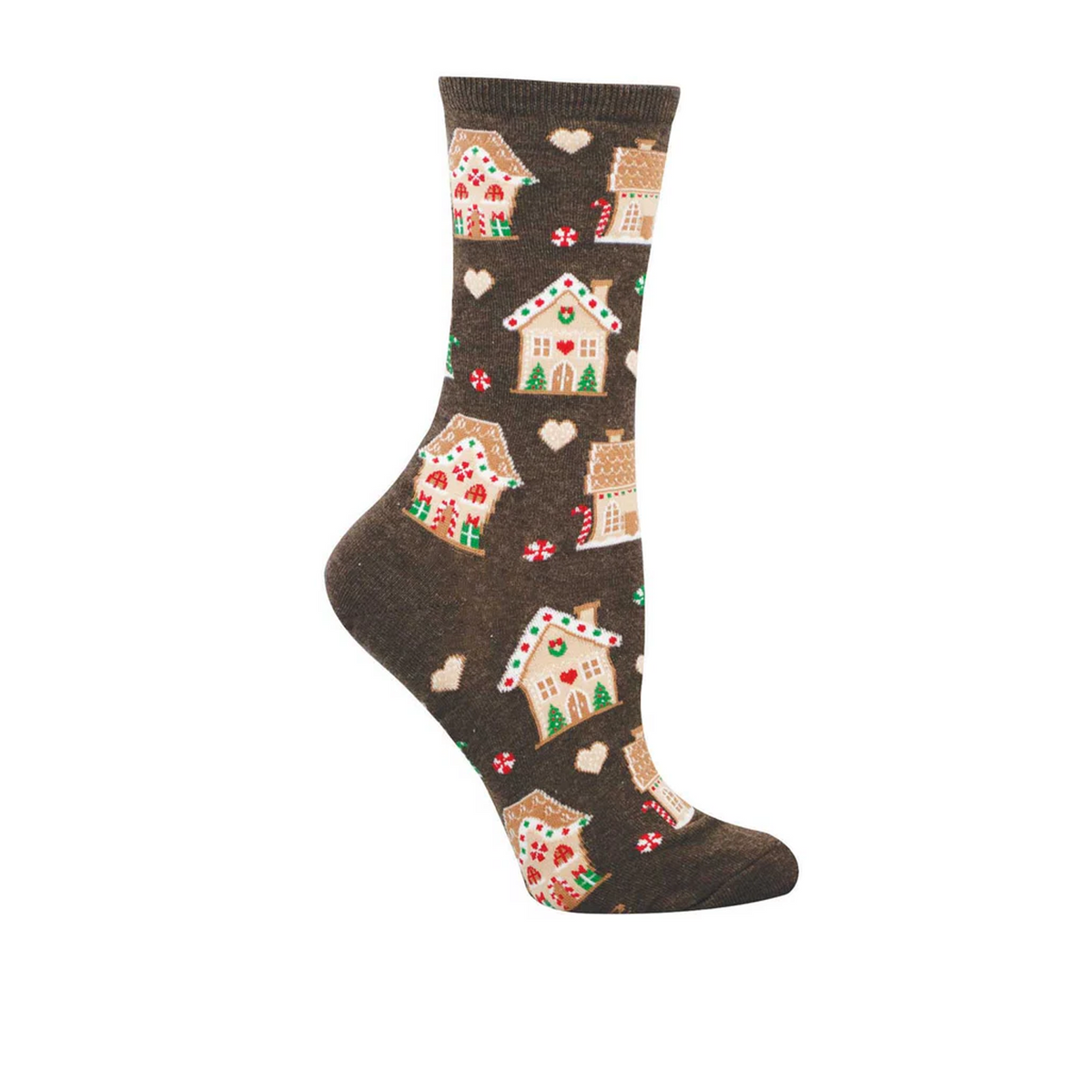 SockSmith Gingerbread Houses Crew Sock (Women) - Brown Heather – The ...